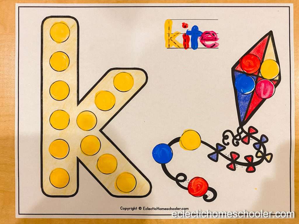 Free Letter K Printable Do a Dot Pages